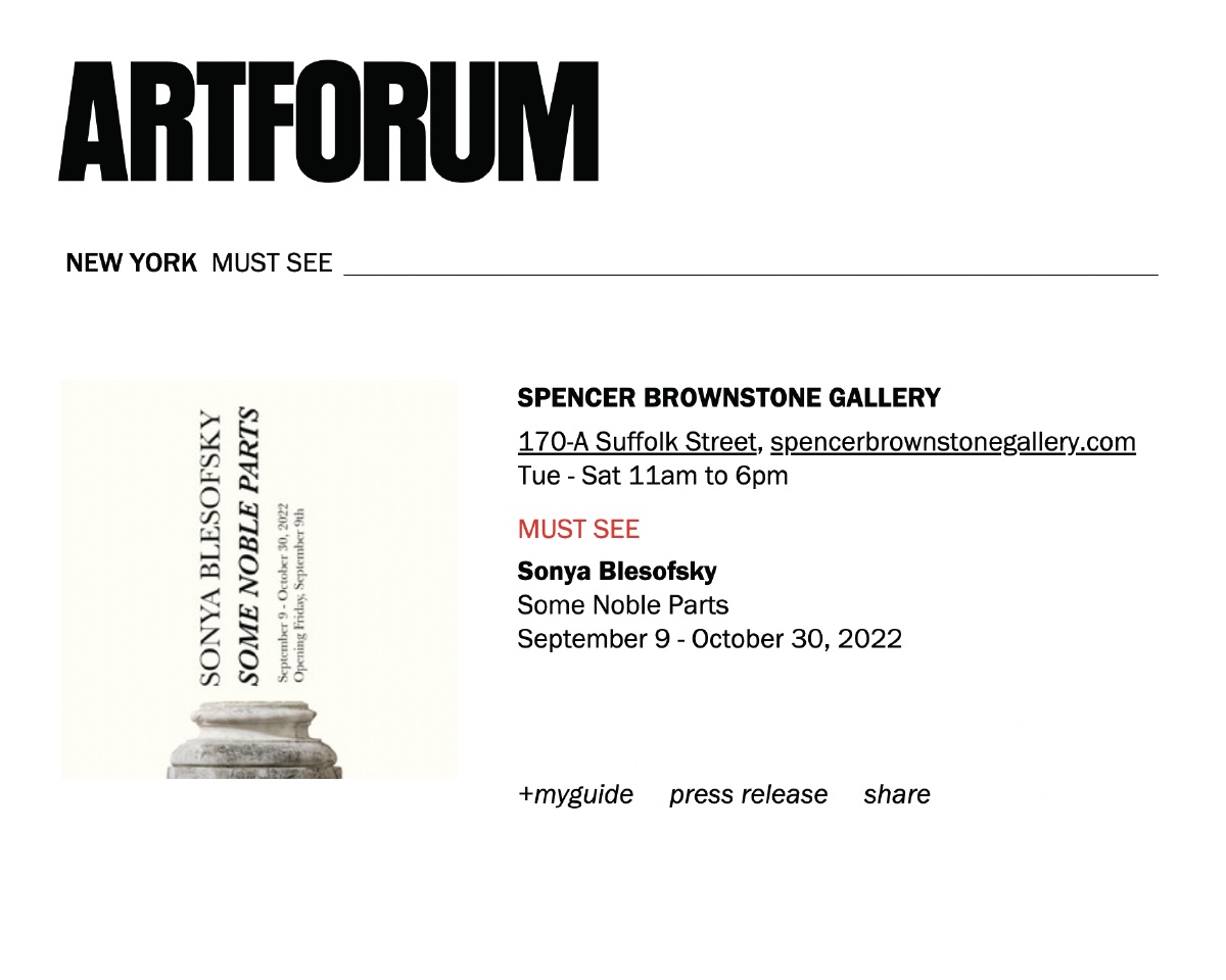 Spencer Brownstone Gallery | Sonya Blesofsky, Artforum's Must See